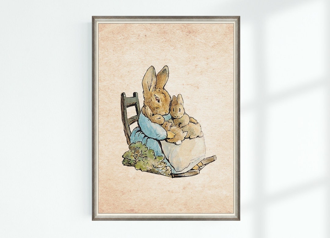 Peter Rabbit and Mom Beatrix Potter Character Poster Home Decor Nursery ...