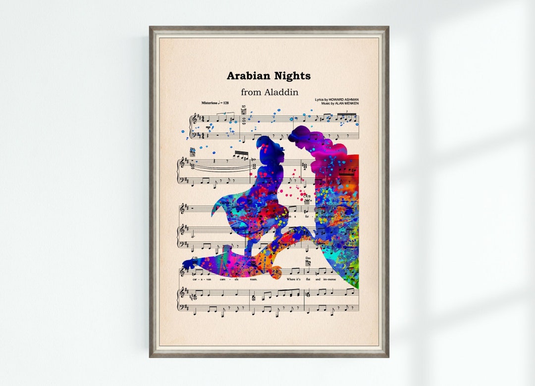 Aladdin Poster Arabian Nights Music Sheet Musical Art Wall Decor Print ...