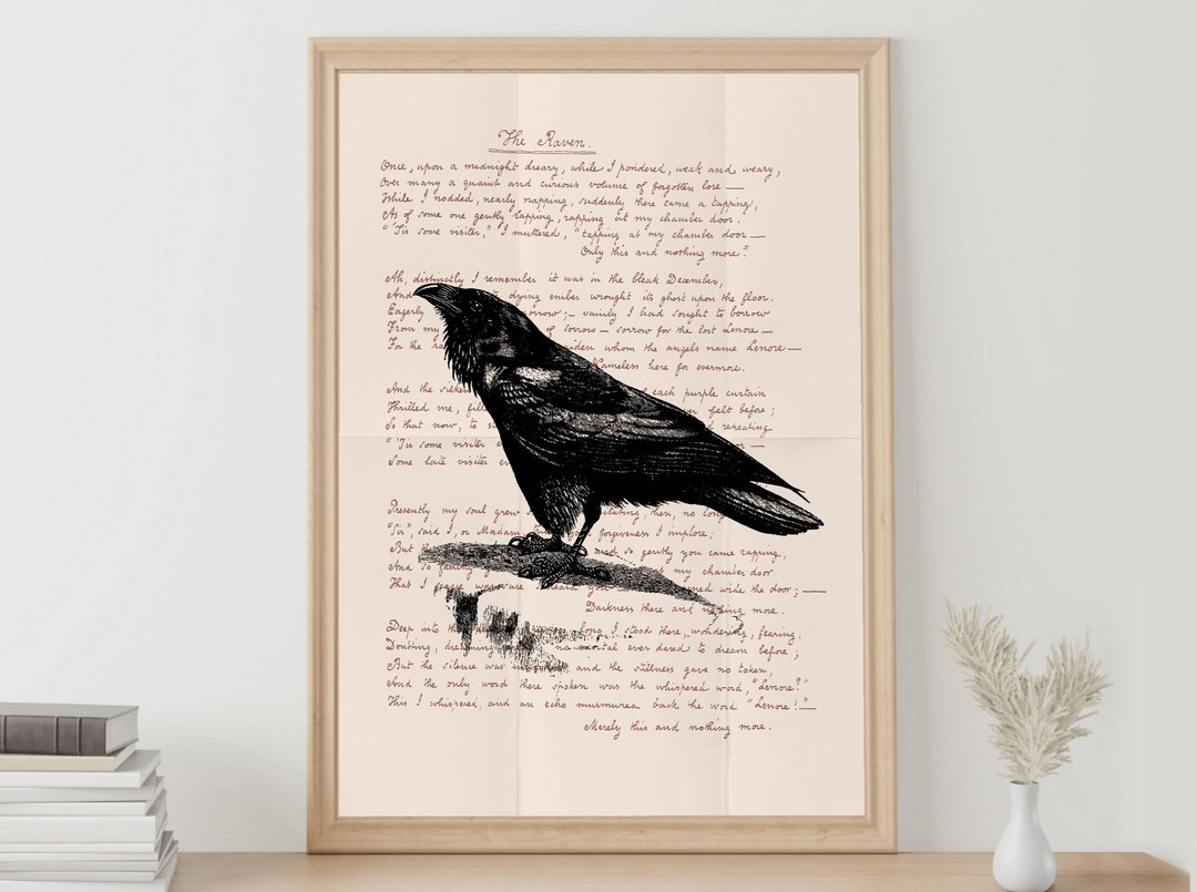 Edgar Allan Poe Poster the Raven Poem Original Handwriting Edgar Allan ...