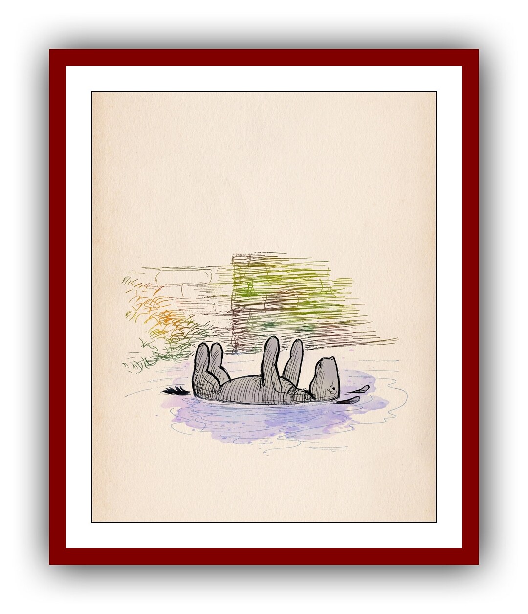 Eeyore in the River Winnie the Pooh Poster Color Vintage Classic Poster ...