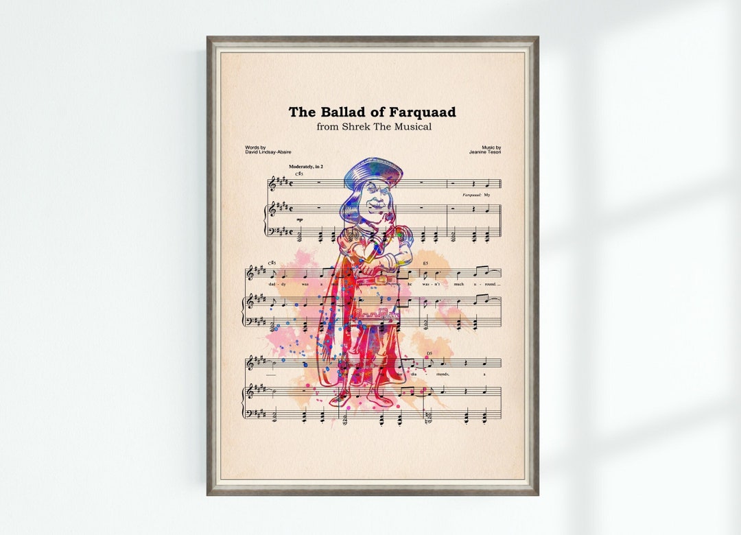 Shrek Musical Poster Farquaad Print the Ballad of Farquaad Music Sheet ...