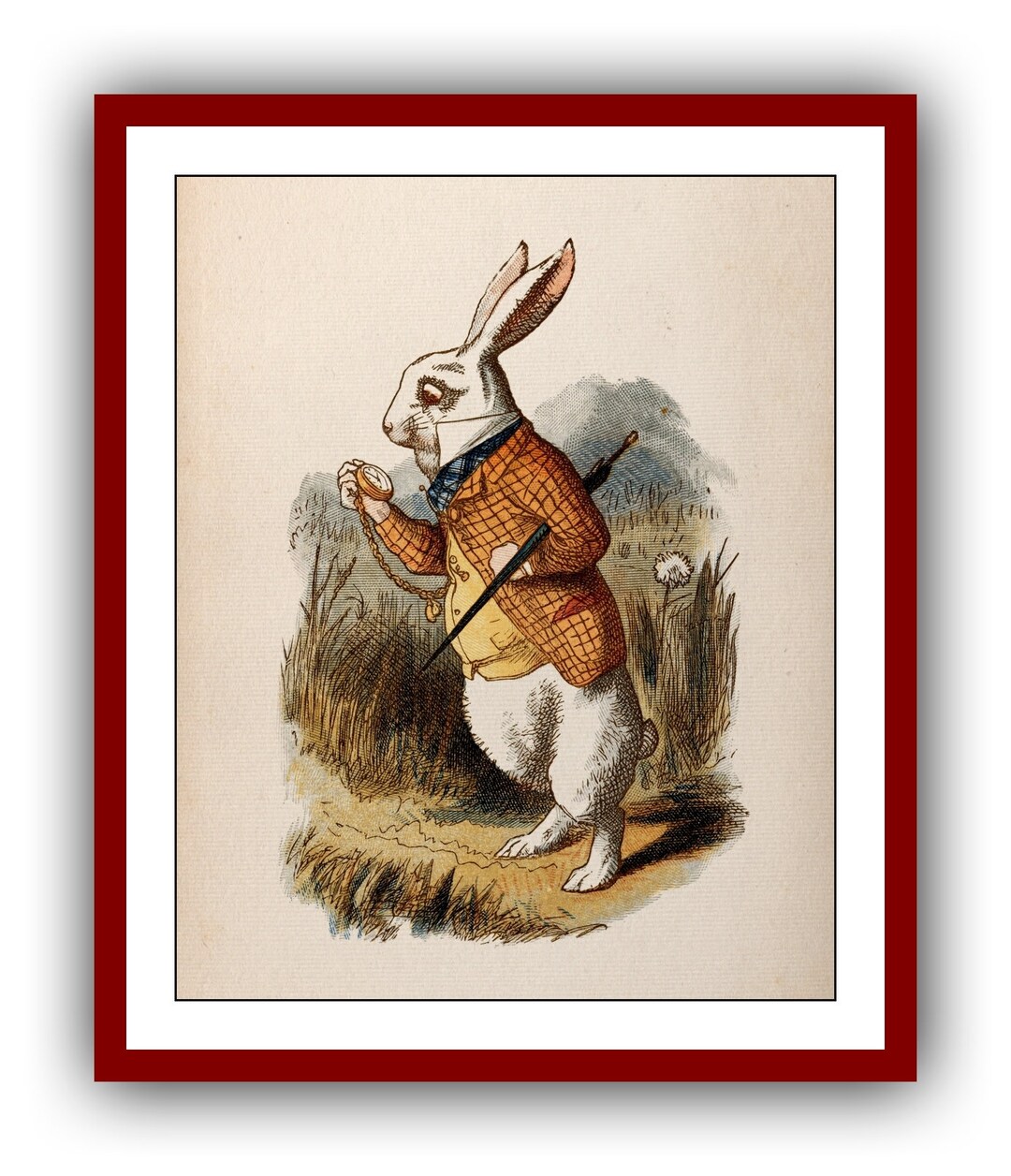 Alice in Wonderland the White Rabbit Poster Classic Vintage Print John ...
