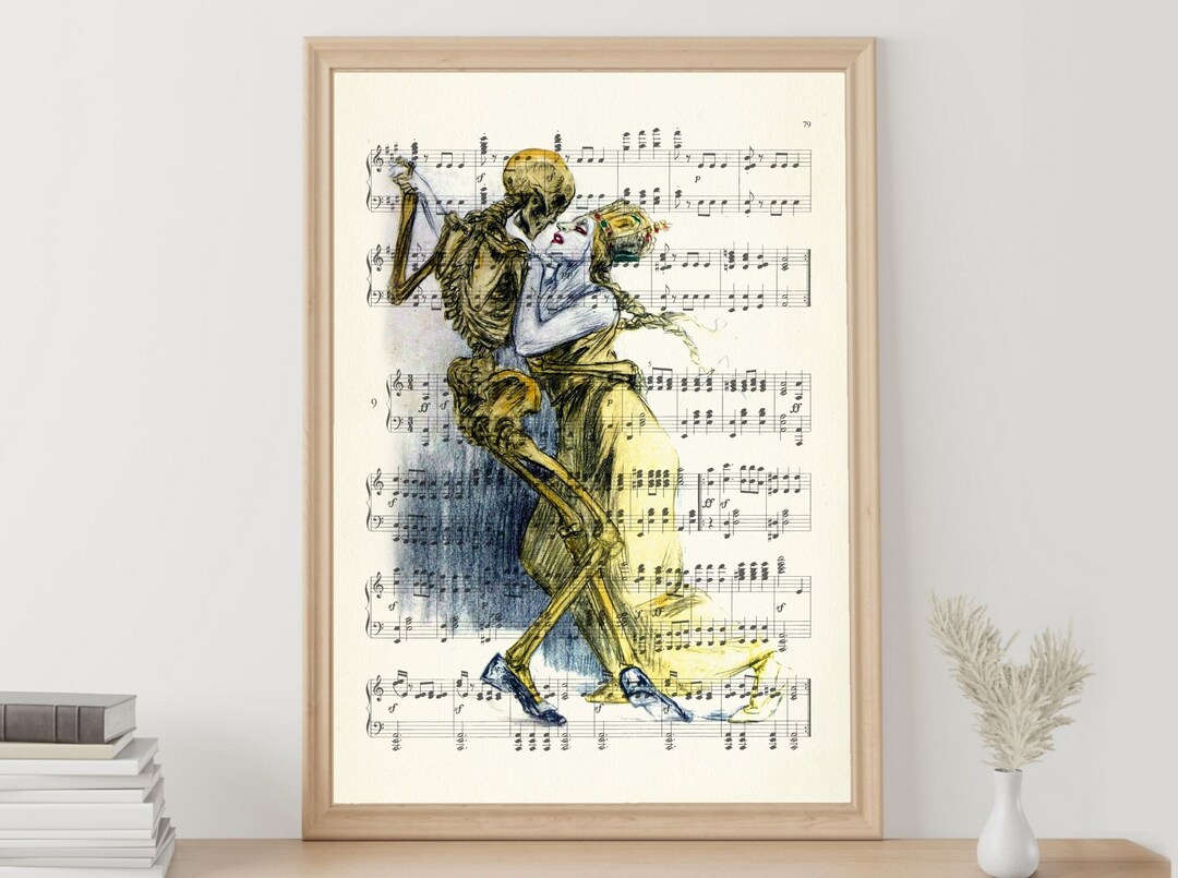 Death Tango Dancing Skeletons Victorian Romance Art Poster Vintage ...
