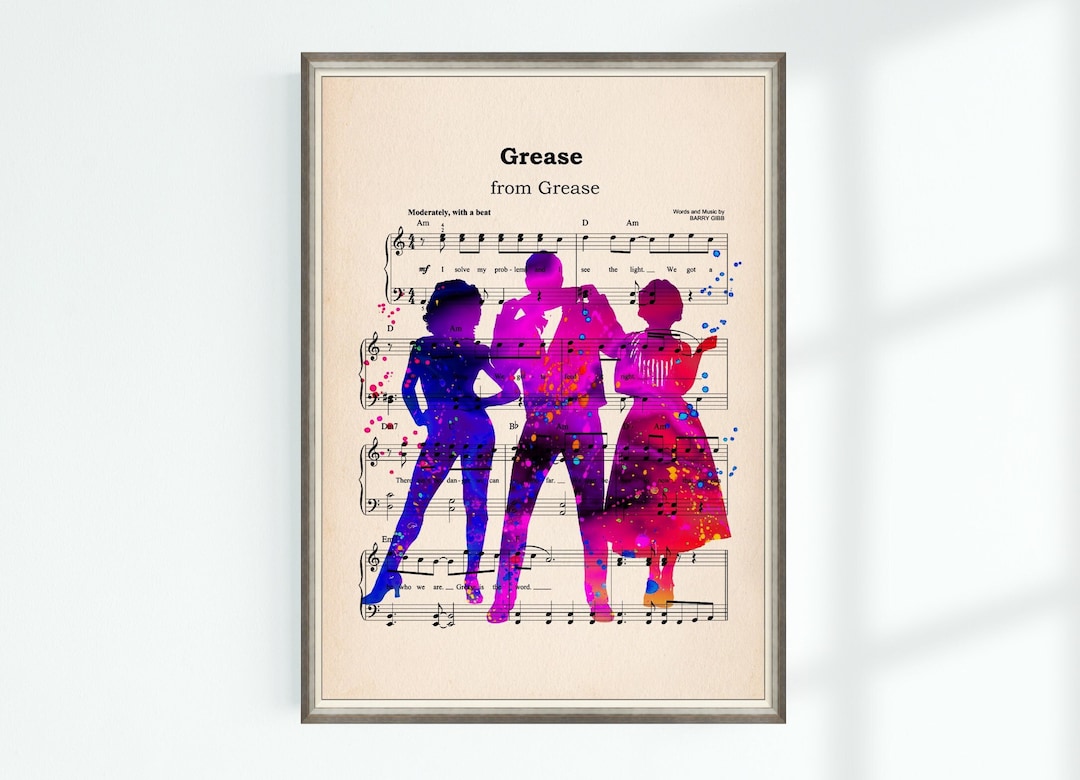 Grease Musical Poster Grease Music Sheet High School Musical Art Print ...