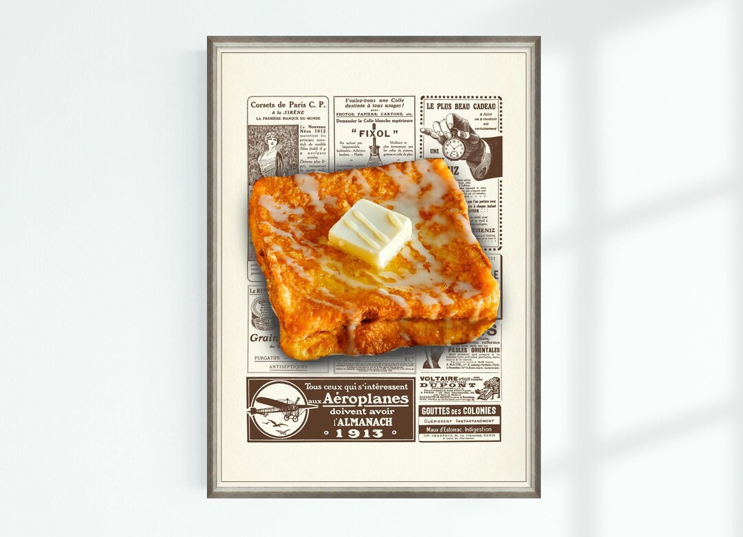 French Toast With Butter Poster Kitchen Wall Art Print Food Decor ...