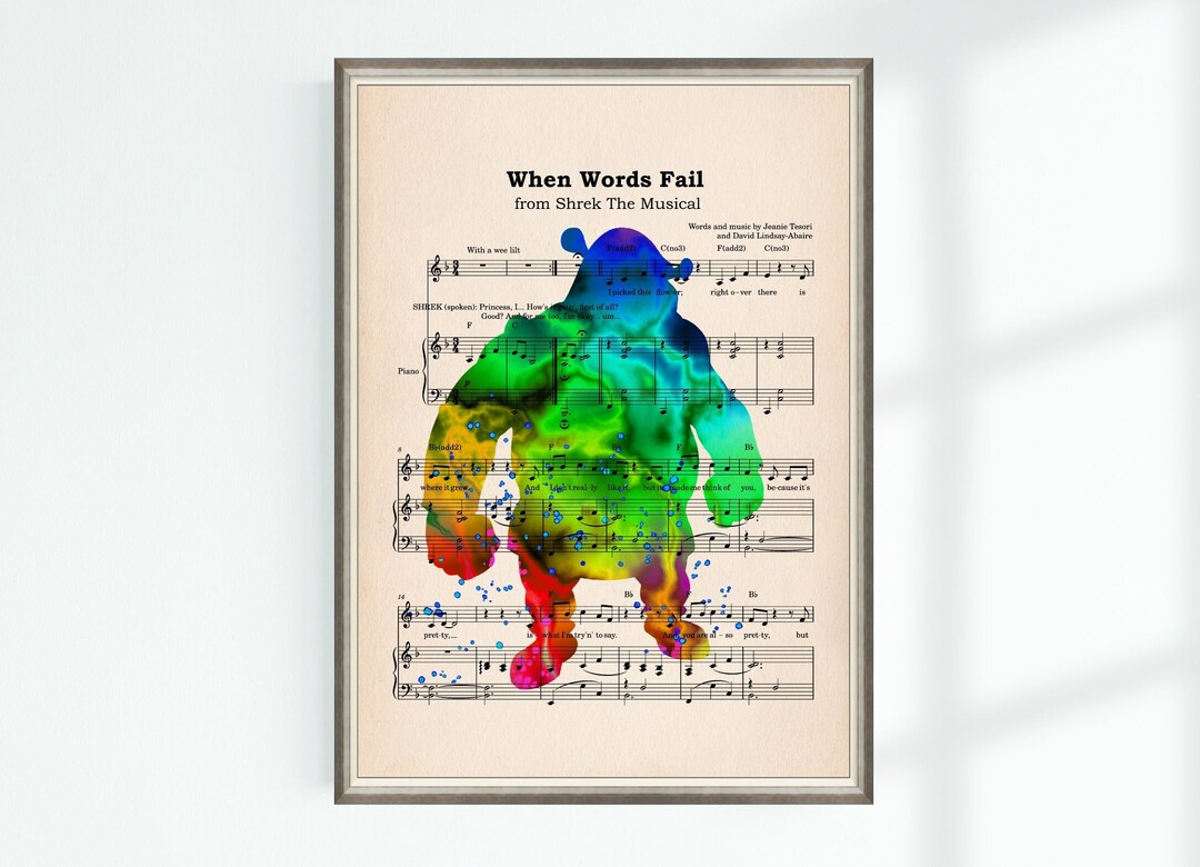 Shrek Musical Poster When Words Fail Music Sheet High School Musical ...