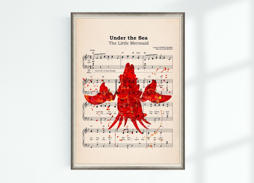 Sebastian Little Mermaid Ariel Musical Poster Under the Sea Music Sheet ...
