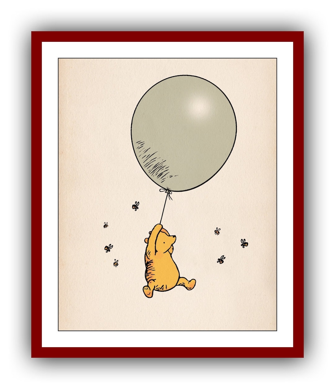 Winnie the Pooh and Balloon Winnie the Pooh Poster Color Vintage ...