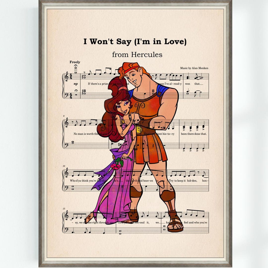 Hercules Music Poster I Won't Say (i'm in Love) Music Sheet Meg and ...