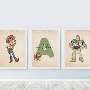 Set of 3 Toy Story Personalised Name Poster Woody and Buzz Nursery ...