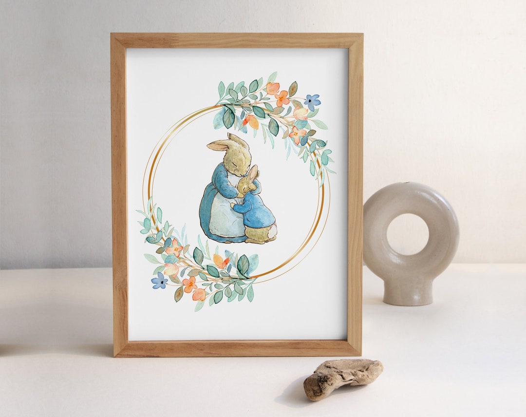 Peter Rabbit and His Mother Mom Print Beatrix Potter Poster Nursery ...