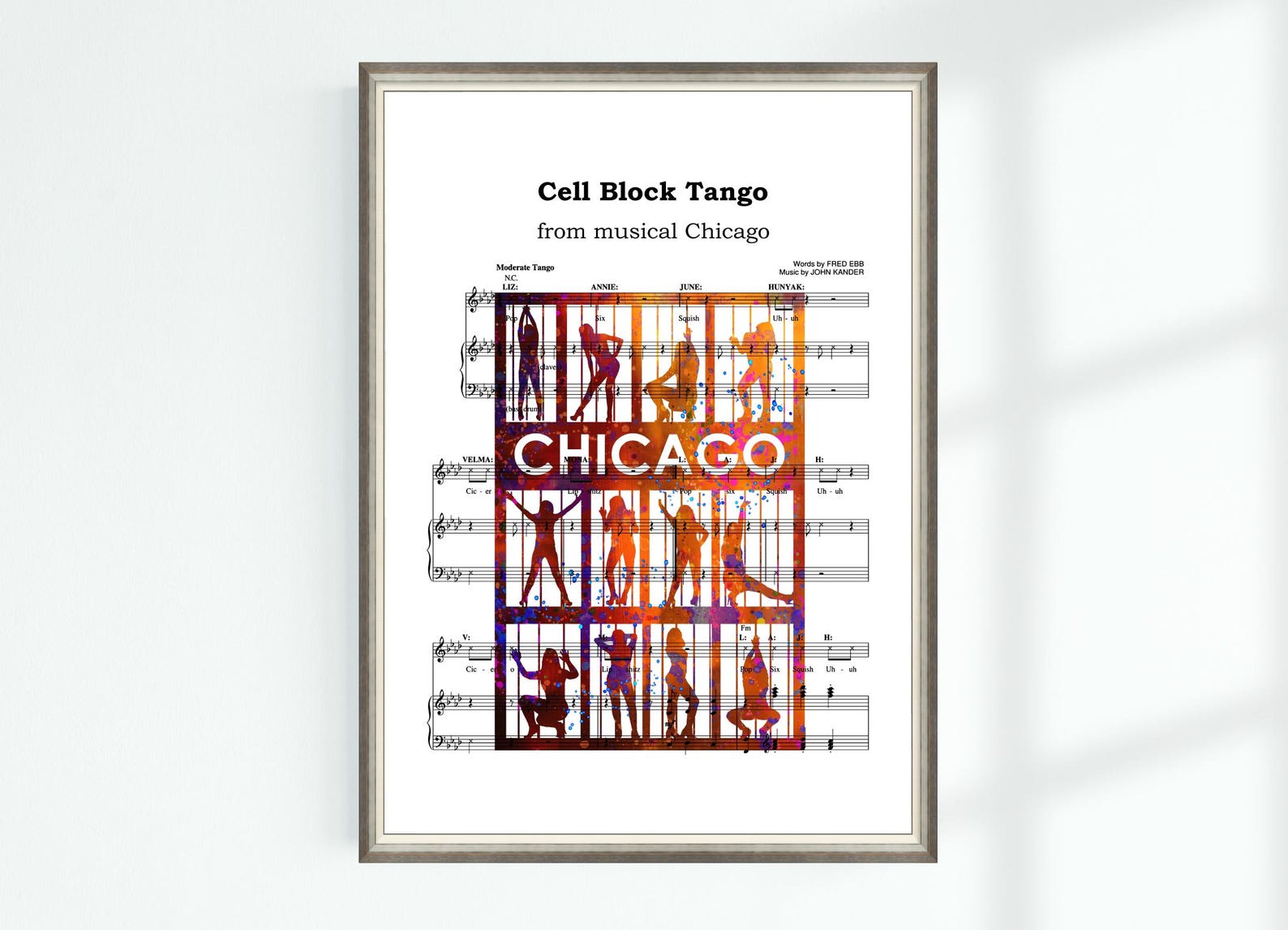Chicago Musical Poster Cell Block Tango Music Sheet High School Art ...