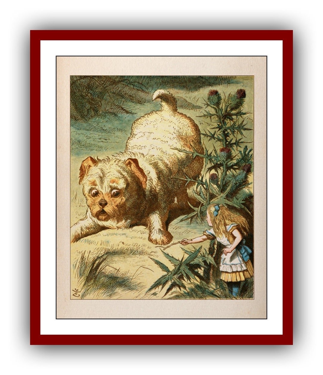 Alice in Wonderland Alice and the Puppy Poster Classic Vintage Print ...