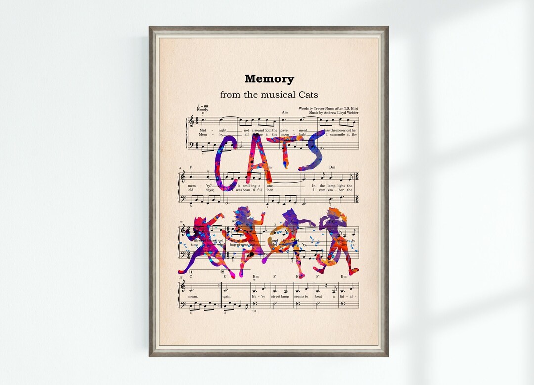 Cats Musical Poster Memory Sheet Music High School Art Print Instant ...