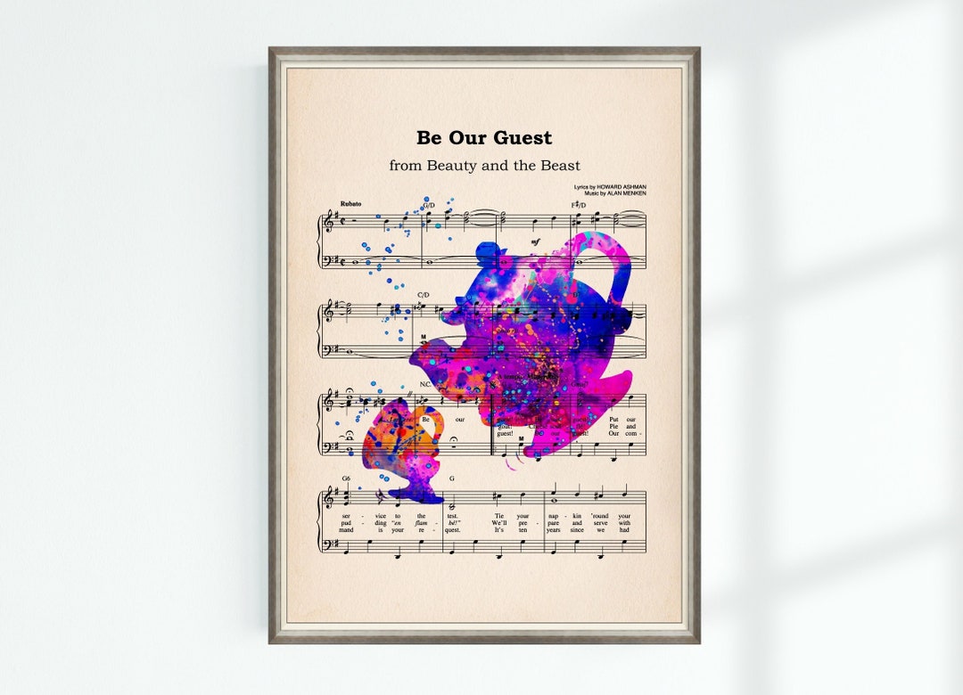 Beauty and the Beast Poster Princess Musical Poster Be Our Guest Music ...