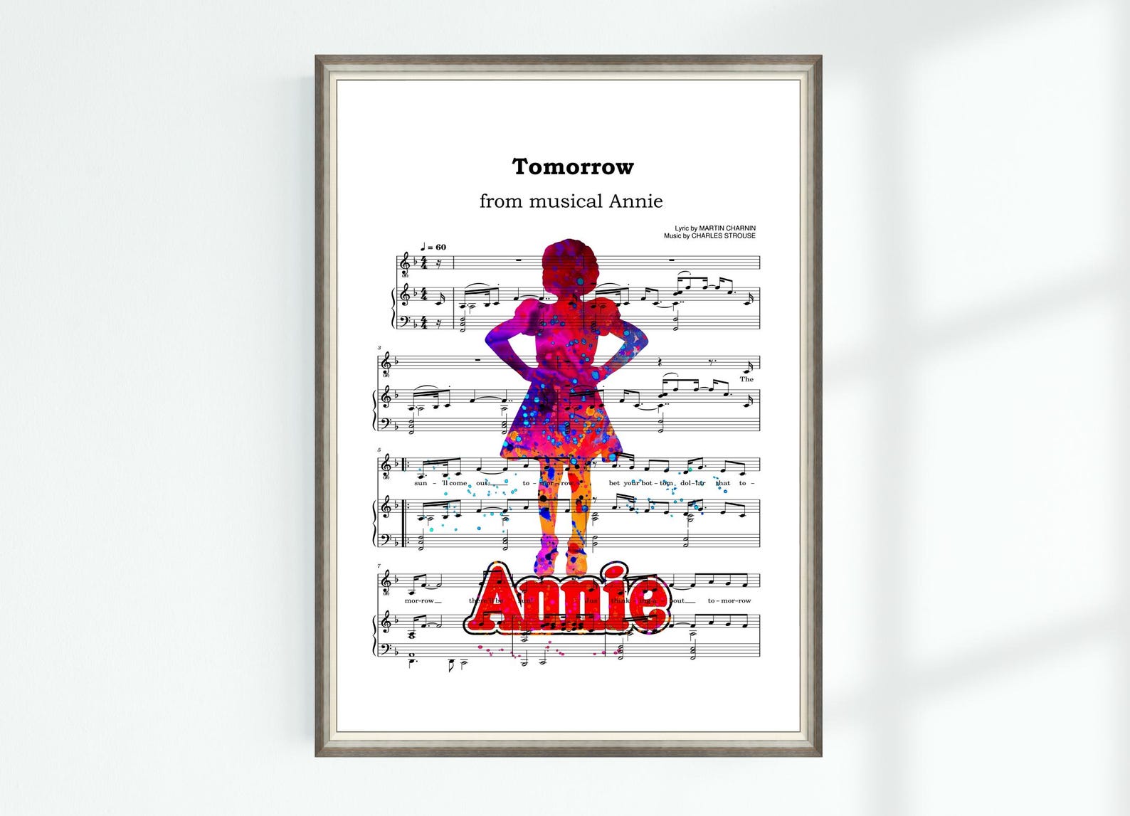 Annie Musical Poster Tomorrow Music Sheet High School Musical Art Wall ...