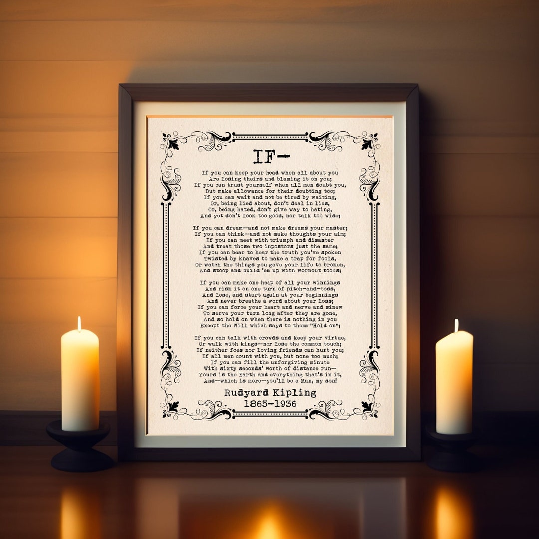If Poem Rudyard Kipling Quote Poster Gift Famous Poem Victorian ...