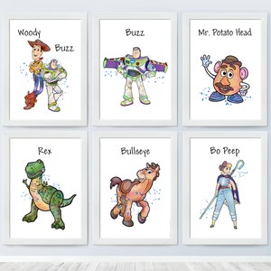 Toy Story Set of 6 Color Poster Woody Buzz Rex.... Nursery Print Baby ...