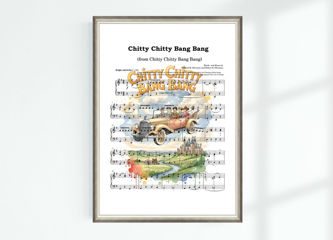 Chitty Chitty Bang Bang Musical Poster Music Sheet High School Art ...