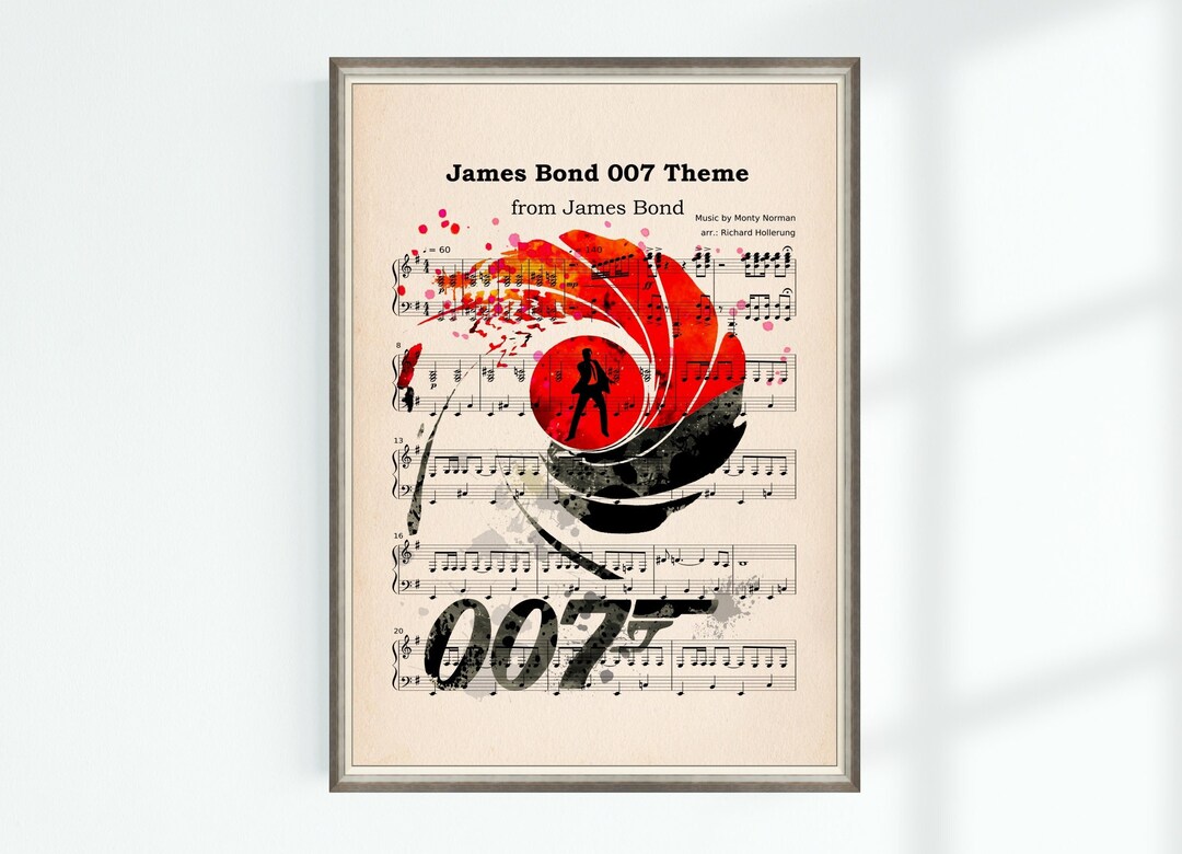 Bond Musical Poster Bond 007 Theme Music Sheet High School Musical Art ...