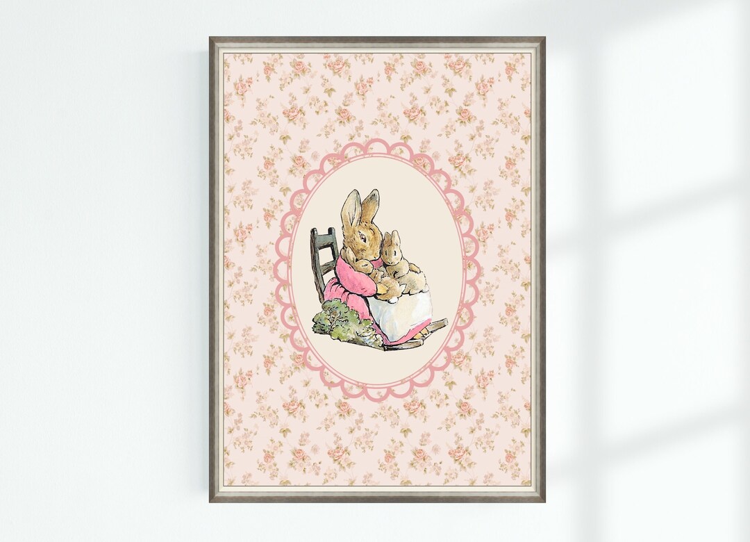 Peter Rabbit and Mom Kids Decor Beatrix Potter Character Poster Home ...