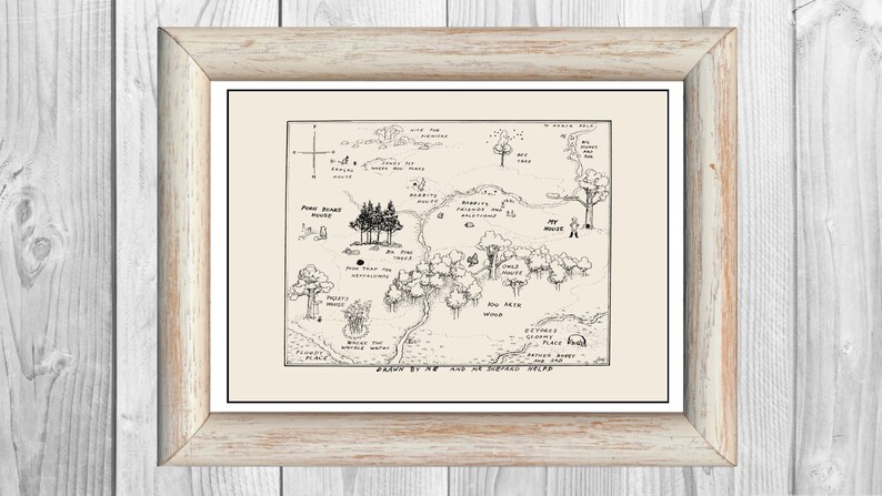 100 Acre Wood Map Poster Winnie the Pooh Hundred Acre Wood Map...winnie ...