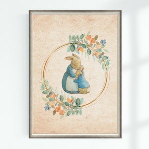 Peter Rabbit and Mom Beatrix Potter Character Illustration Poster Home ...