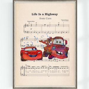 Cars Poster Mater and Lightning Mcqueen Special Life is a Highway Sheet ...