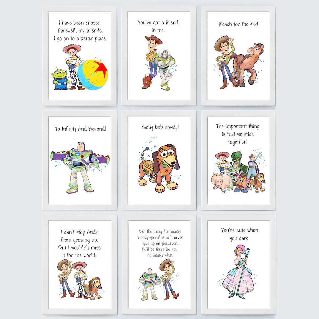Toy Story Quote Set of 9 Reach for the Sky! to Infinity and Beyond ...