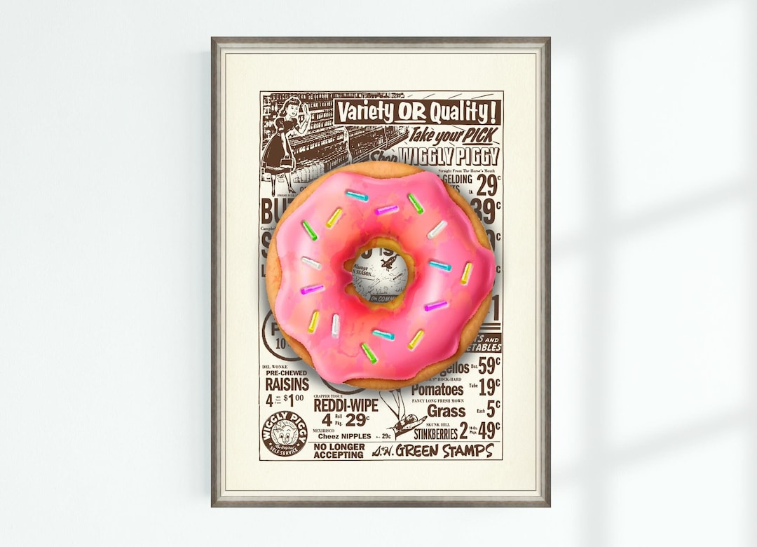 Donut Poster Kitchen Wall Art Print Food Decor Vintage Advertisement ...