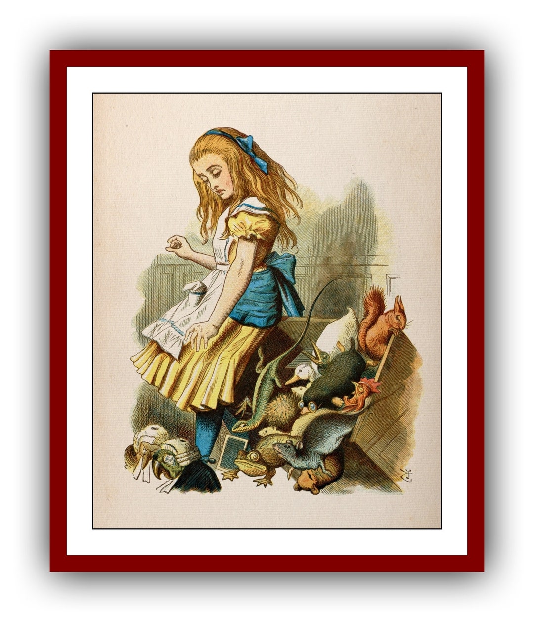 Alice in Wonderland Alice Growing Tall in Court Poster Classic Vintage ...