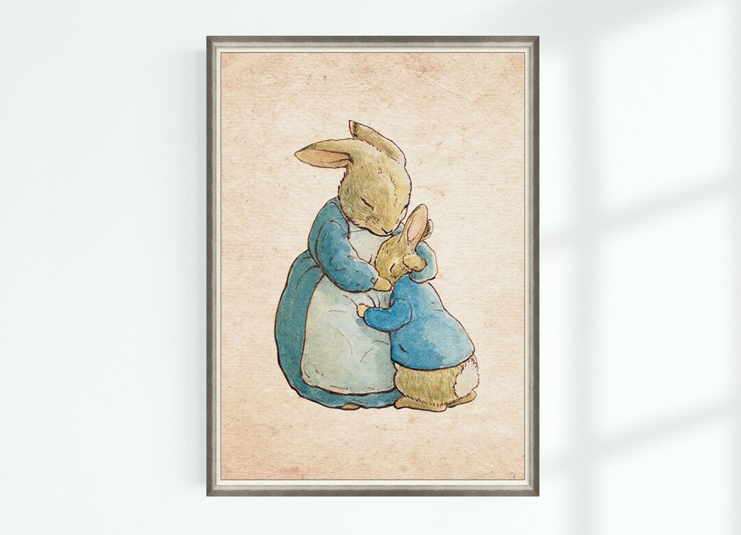 Peter Rabbit and Mom Beatrix Potter Character Illustration Poster Home ...