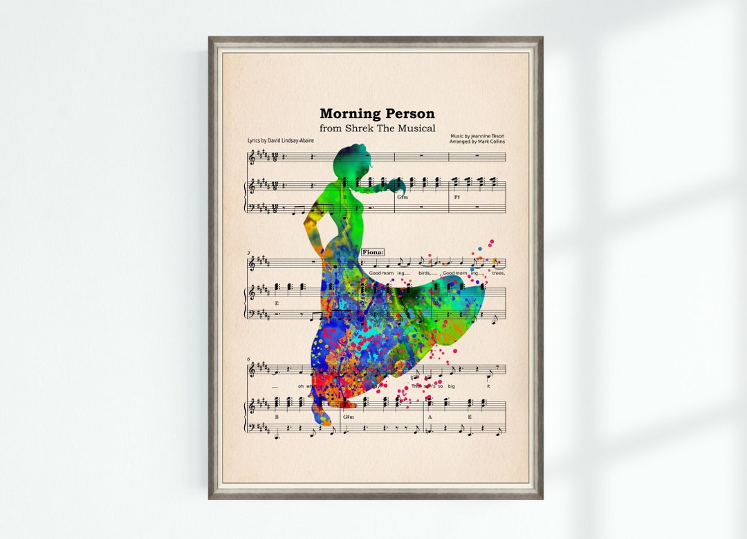 Shrek Musical Poster Fiona Print Morning Person Music Sheet High School ...