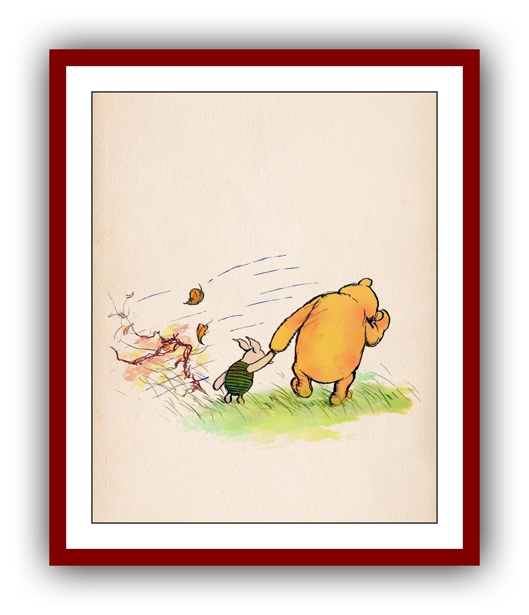 Winnie the Pooh and Piglet Windy Day Winnie the Pooh Poster Color ...