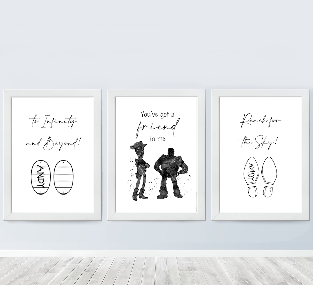 Toy Story Quotes Set of 3 Woody and Buzz Boots With Andy Name to ...