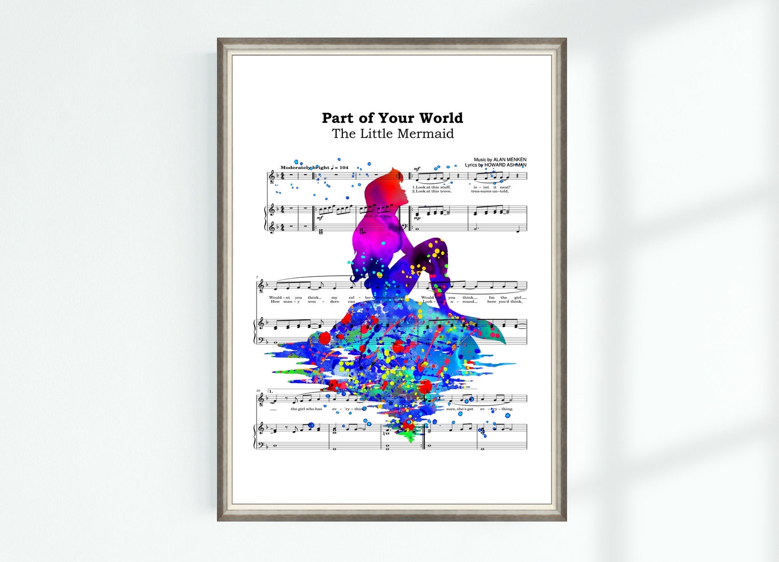 Ariel Little Mermaid Musical Poster Part of Your World Music Sheet High ...