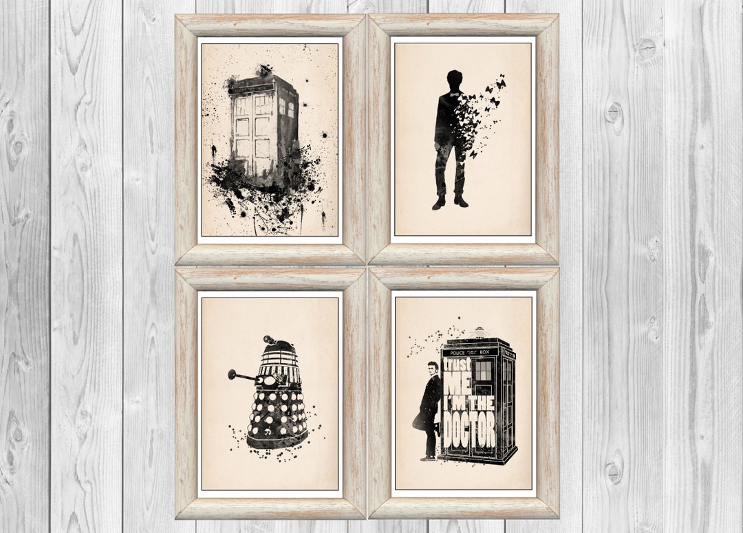 Doctor Who Set of 4 Poster Dalek Tardis Print Tardis Poster Home Print ...