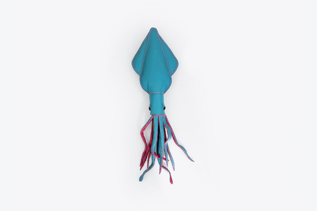 Teal and Magenta Squid, Kangaroo Leather, Home Decoration, Wall Decor ...