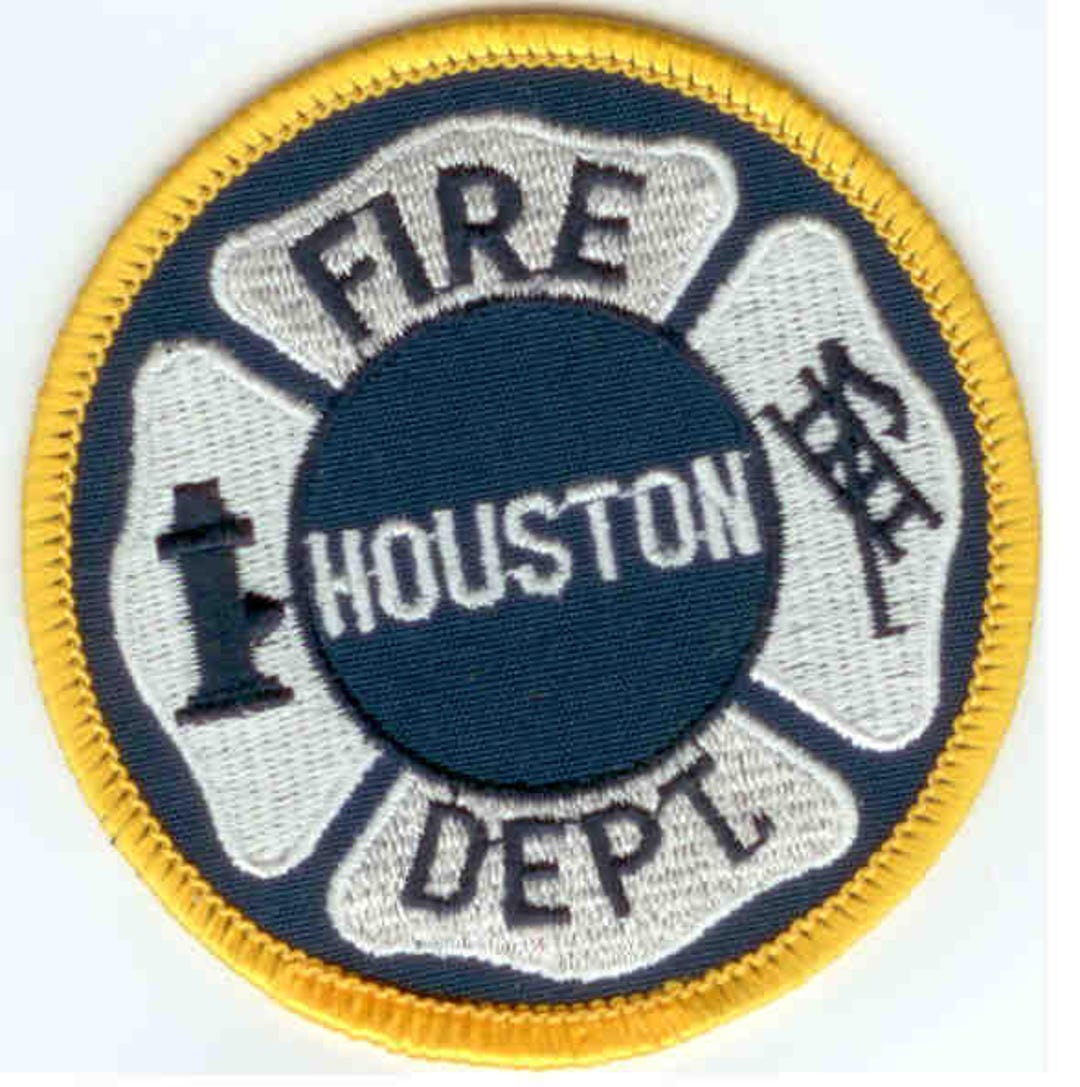 Fire Dept Houston Navy Blue Silver Yellow Embroidered Round Old School ...