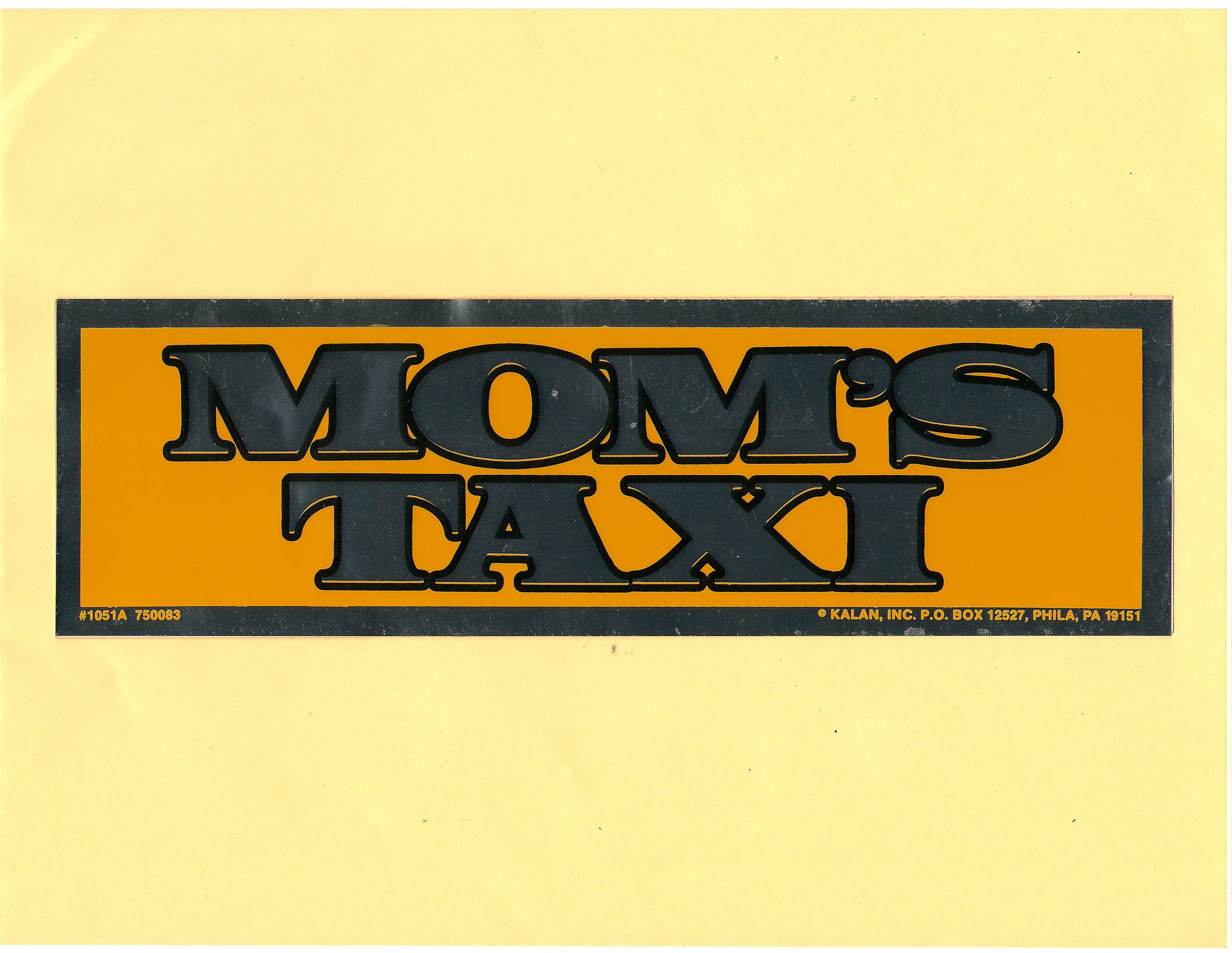 Mom's Taxi Bumper Sticker, Yellow Metallic, Adult Humor, Retro 1980's ...