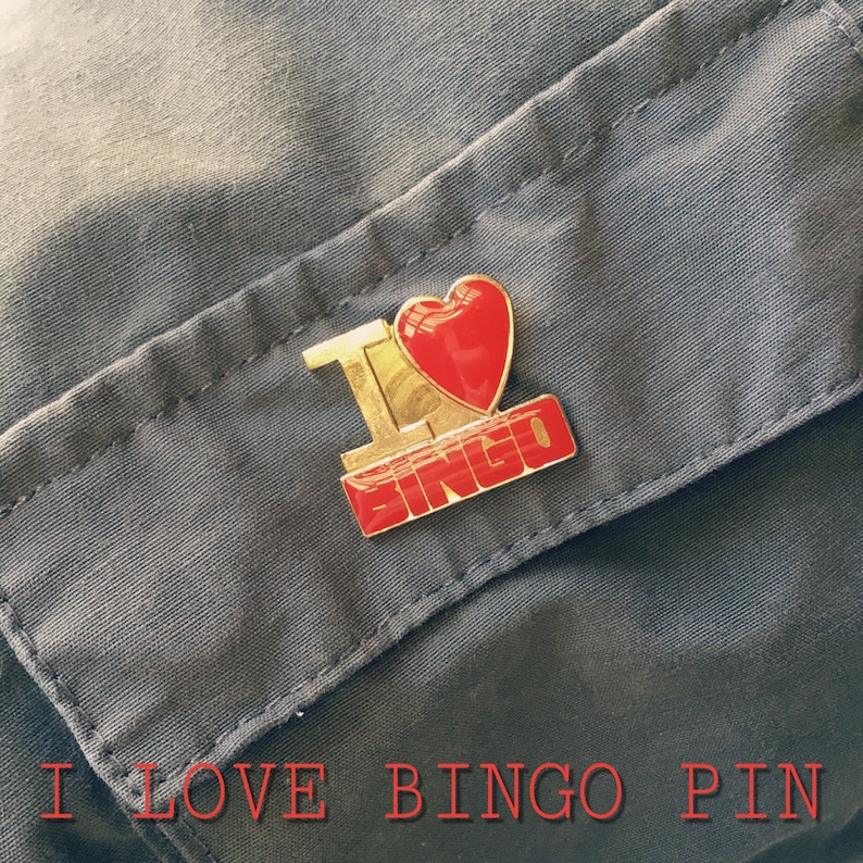 Bingo Lovers Pin - I Heart Love Bingo - Hat, Jacket Lapel Pin Good Luck ...