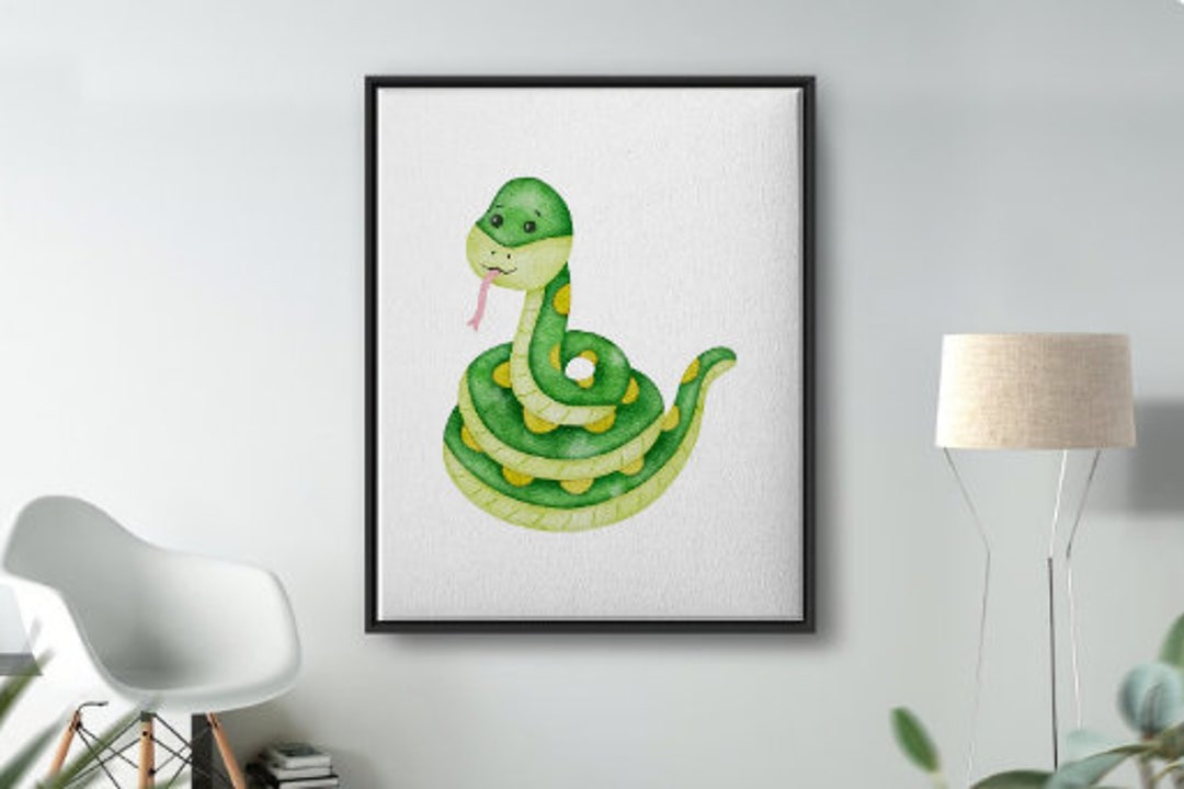 Watercolor Cute Snake Canvas Print - Etsy