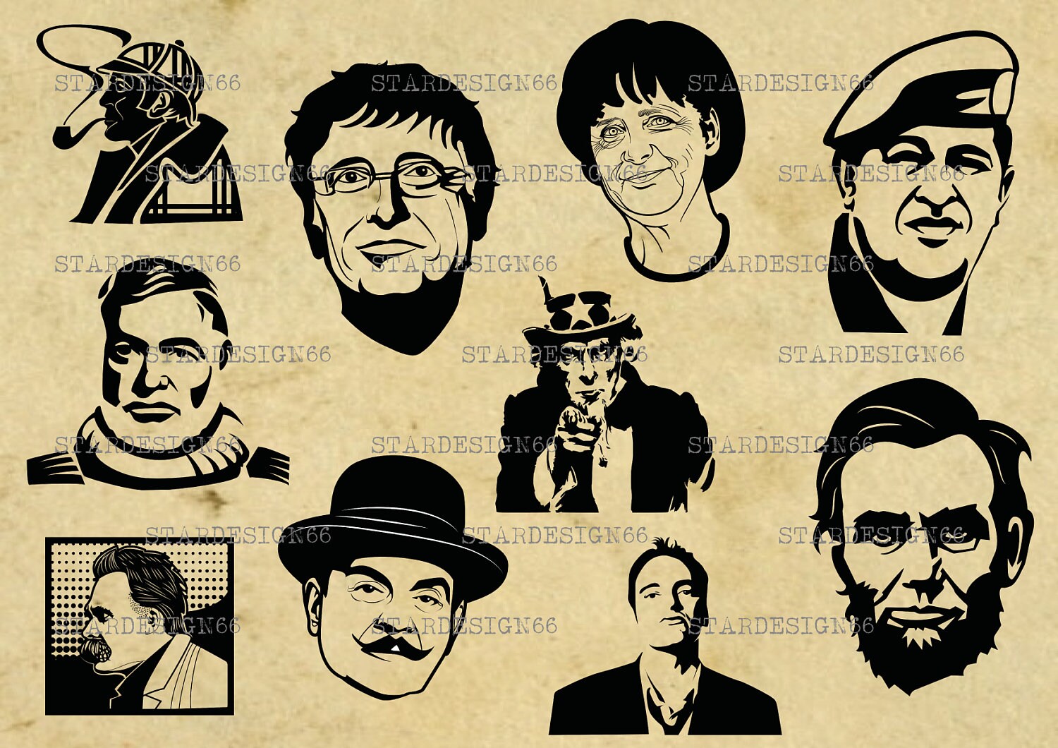 Famous People Faces Clip Art