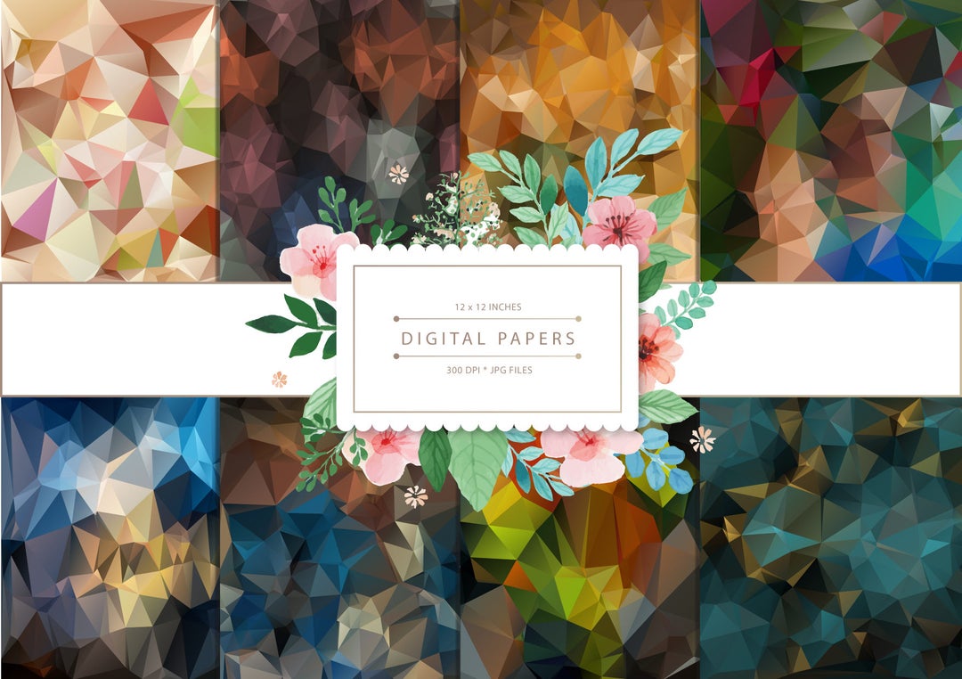 DIGITAL PAPERS Abstract Modern Polygons | Graphic Resources Printable ...