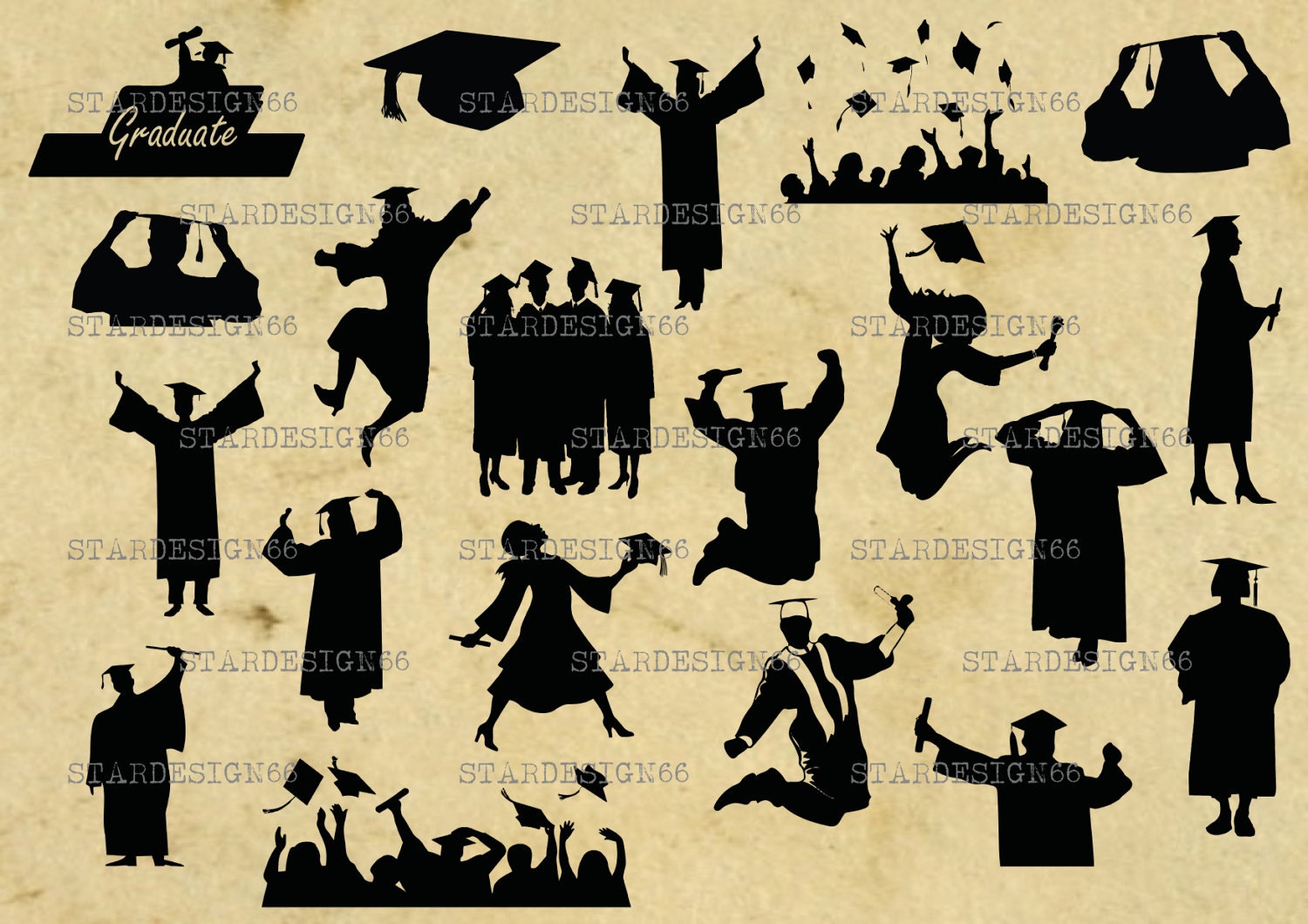 Graduation Jumping Silhouette
