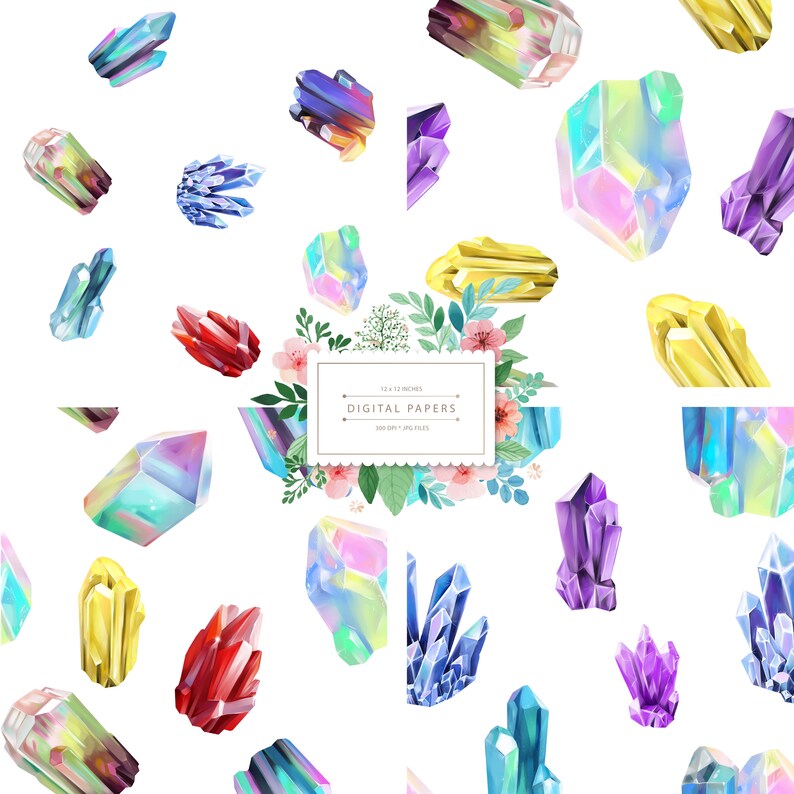 DIGITAL PAPERS Crystal Seamless Pattern Graphic Resources | Etsy