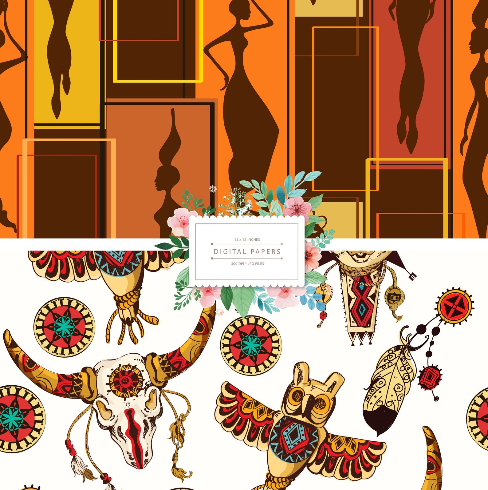 DIGITAL PAPERS Ethnic and Tribal Patterns Graphic Resources | Etsy