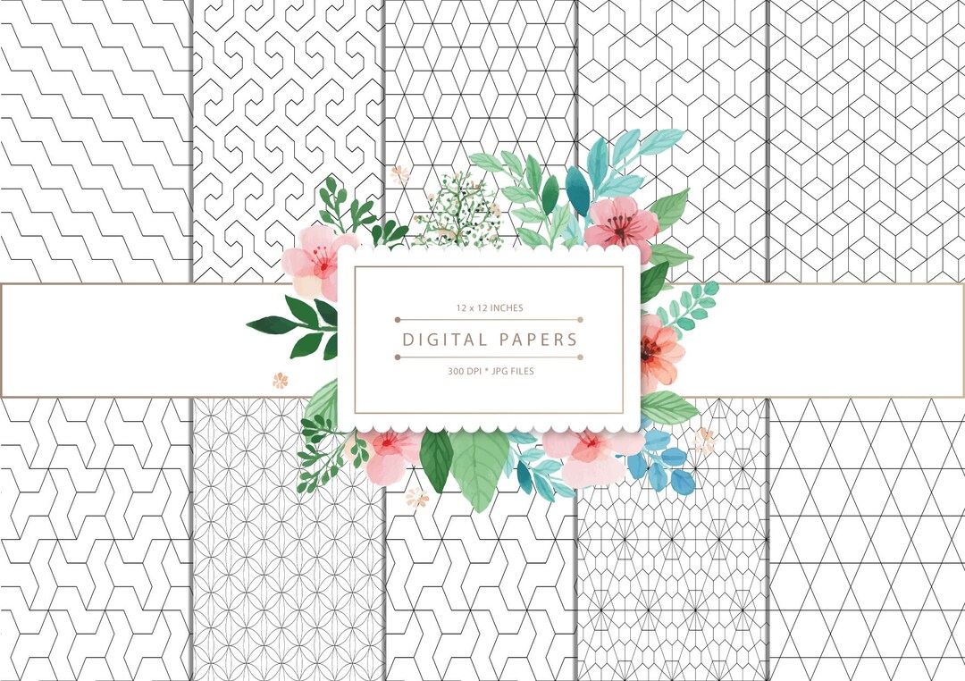 DIGITAL PAPERS Geometric Seamless Patterns | Graphic Resources ...