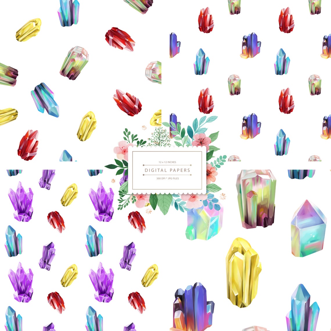 DIGITAL PAPERS Crystal Seamless Pattern Graphic Resources | Etsy