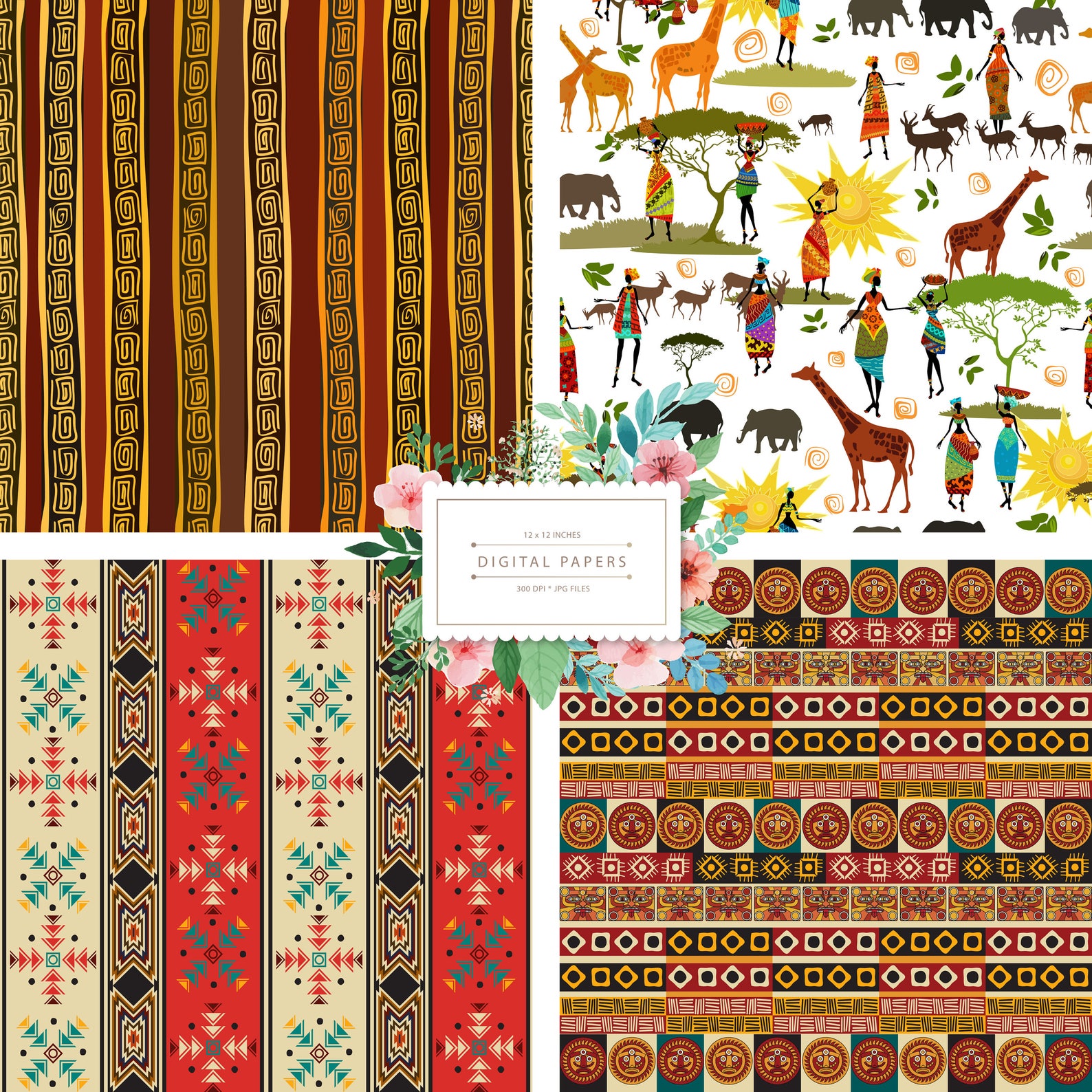 DIGITAL PAPERS Ethnic and Tribal Patterns Graphic Resources | Etsy